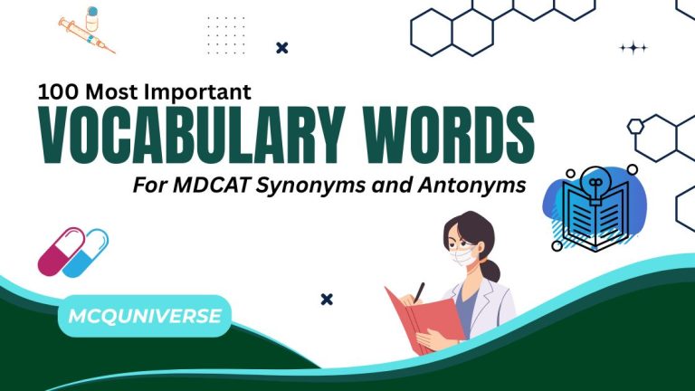 100 Most Important Vocabulary Words for MDCAT Synonyms and Antonyms